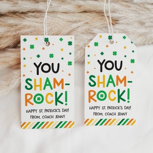 Editable St Patrick's Day Gift Tag: You Sham-rock (PDF) - Etsy