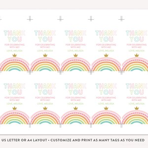 Editable Rainbow Favor Tag | Printable Rectangle Thank You Tags ...