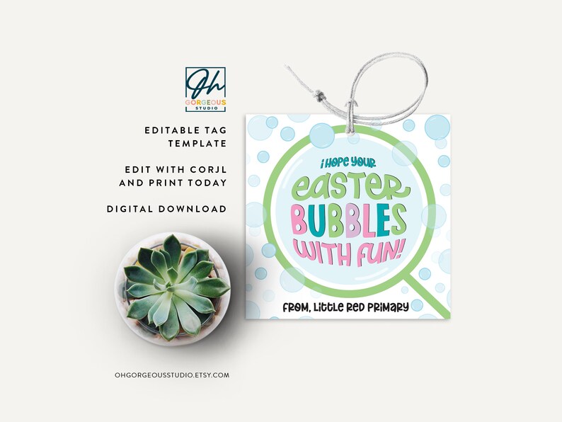 Bubbles of Fun Kids Printable Easter Tag I Hope Your Easter Bubbles ...