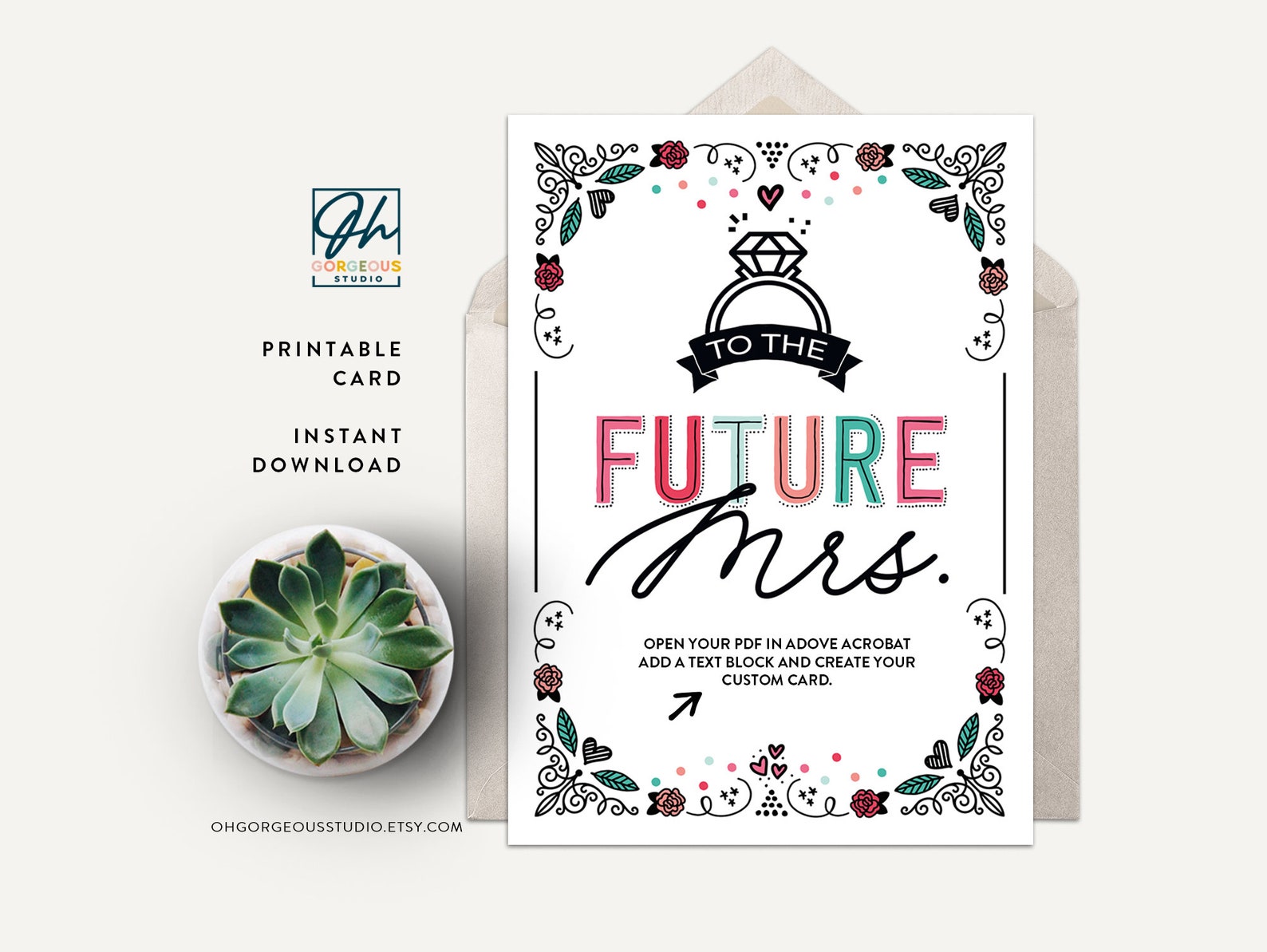 Future Mrs. Bridal Shower Card: Doodle Style Printable (digital ...