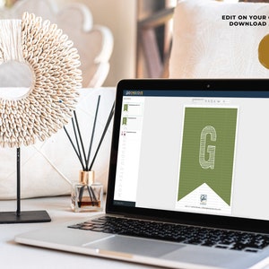 100% Editable Letter Banner | Printable Banner Template, Any Colour and ...