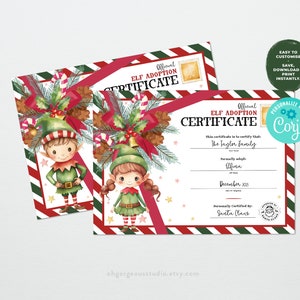 Cute Elf Adoption Certificate | Editable Christmas Elf Adoption Letter ...