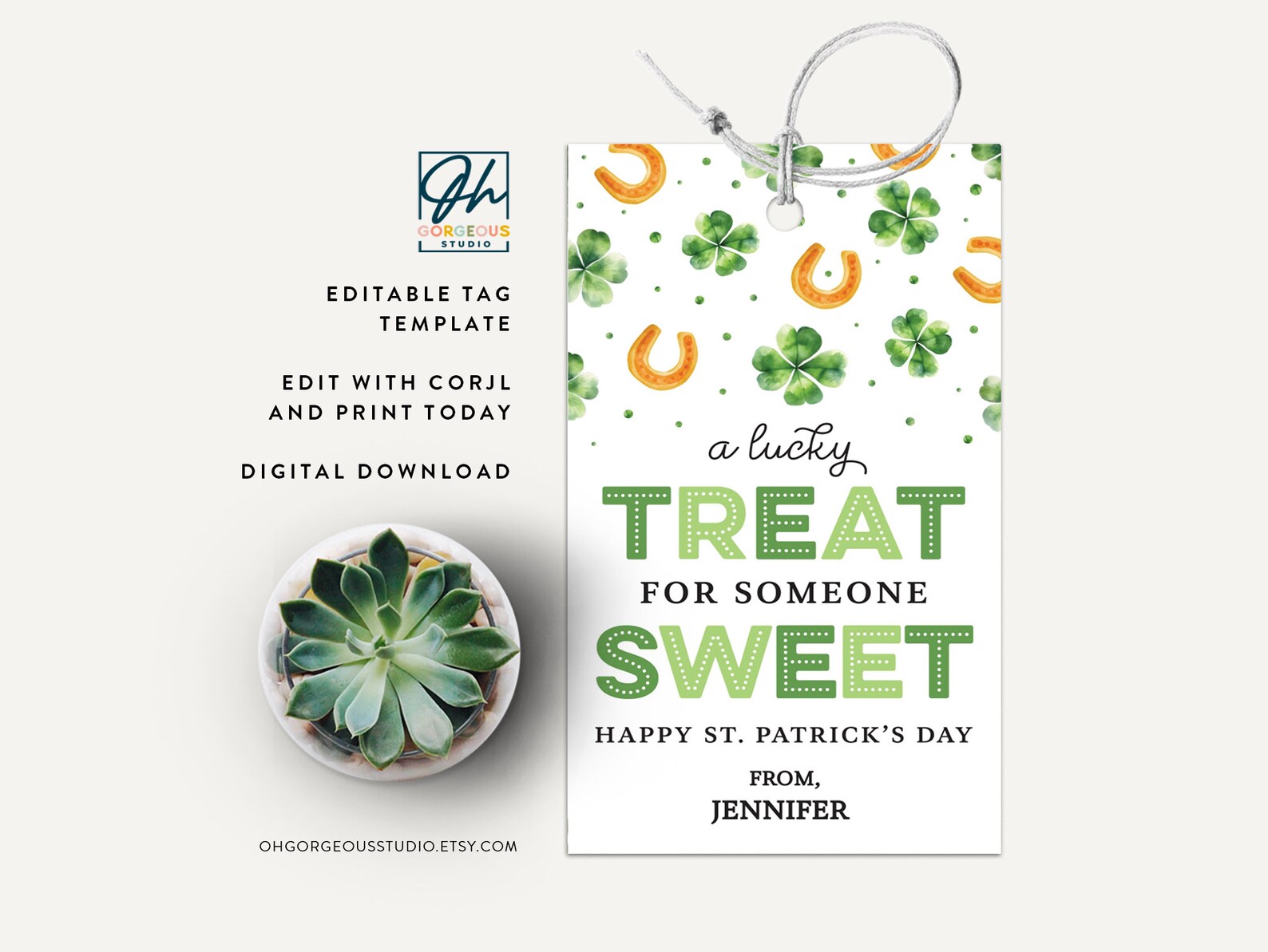 Printable St. Patrick's Day Treat Tag Label Happy St. Patrick's Day Tag ...