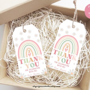 Boho Daisy Birthday Tag | Editable Hang Tag, Printable Gift Tag, Party ...