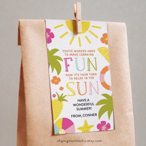 End of School Year Tags Relax in the Sun, Gift Tag for Teacher, Gift ...