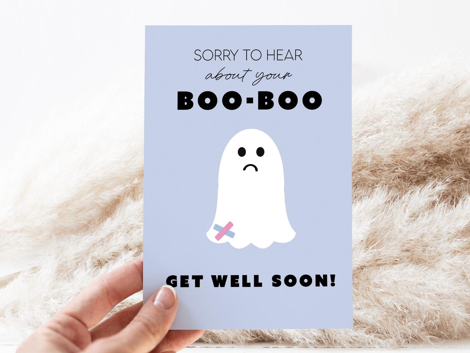 Get Well Soon Printable Card Cute Ghost Get Well Boo Boo Card Instant ...