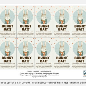 Easter Bunny Bait Food Printable Tag, Instant Digital Download Easter ...