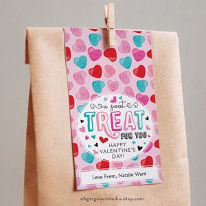 Printable Valentine's Sweet Treat Gift Tag | Pink Heart Valentine ...
