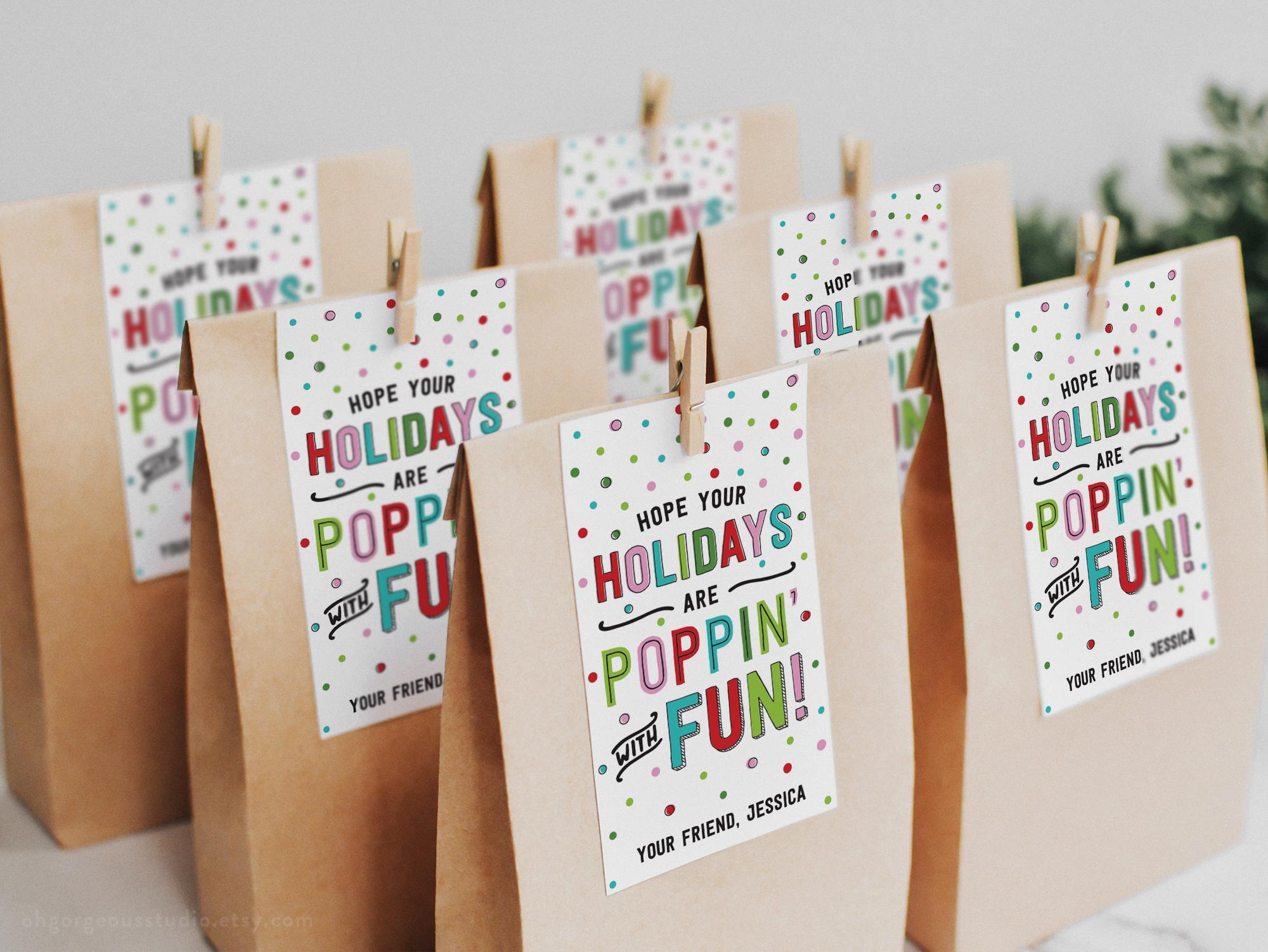 Poppin' Holidays Gift Tag: Printable Christmas Tag (editable, PDF) - Etsy
