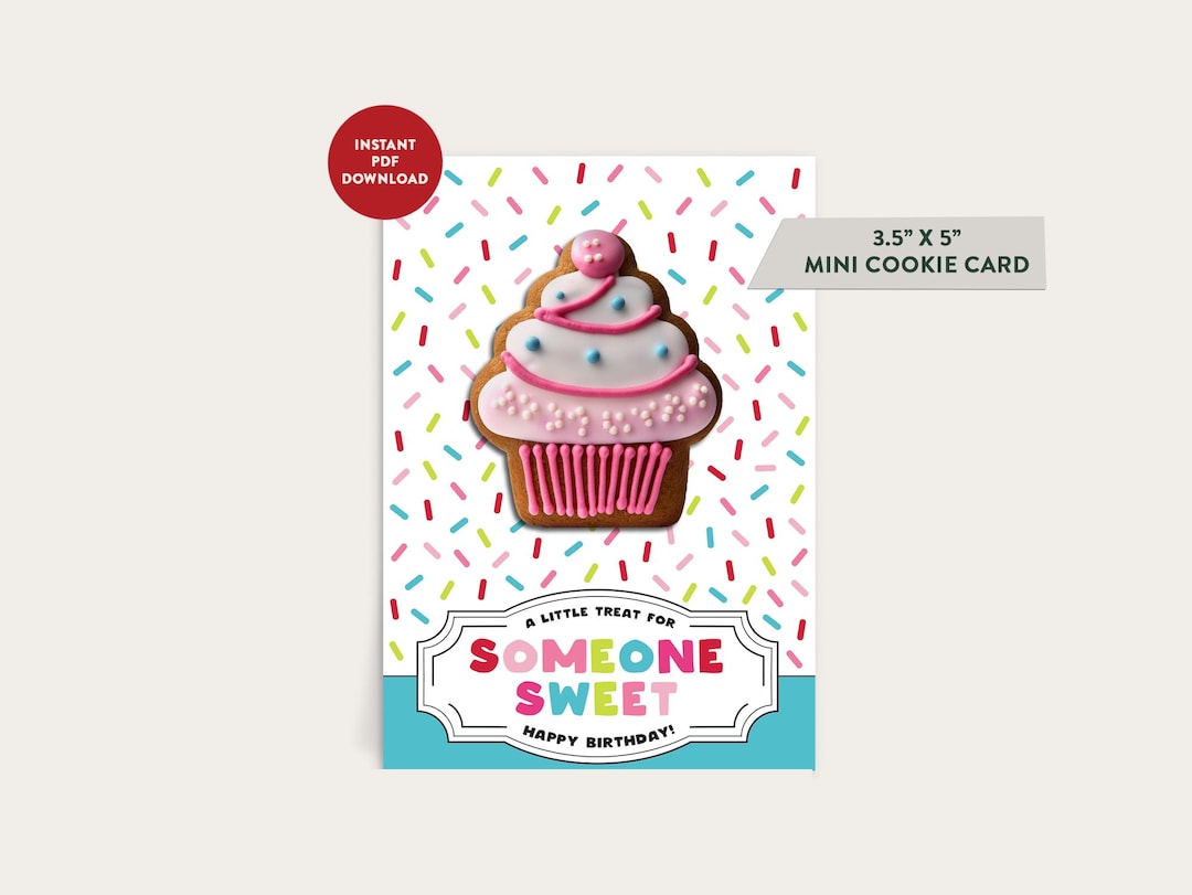 Rainbow Sprinkles Birthday Cookie Card: Printable Confetti Treat ...