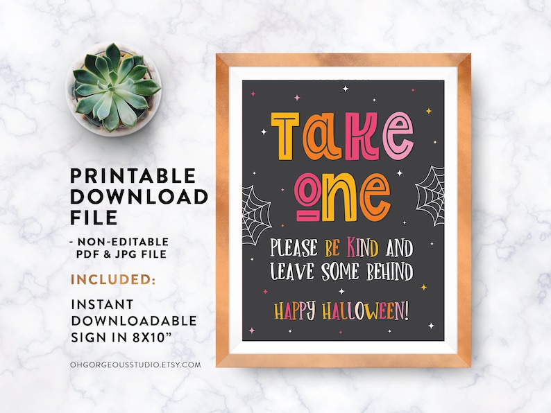 Take One Candy Halloween Printable Trick or Treat 8x10 Sign, Instant ...