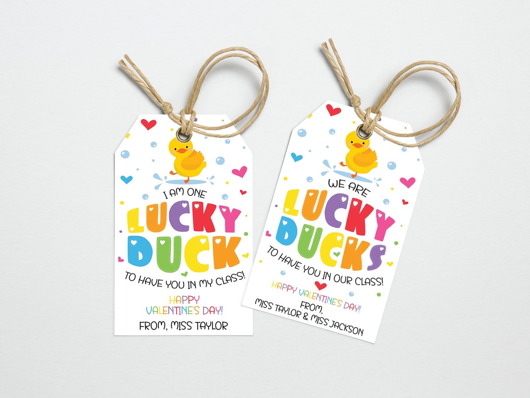 Printable Lucky Duck Valentine's Day Teachers Tag | Printable Classroom ...