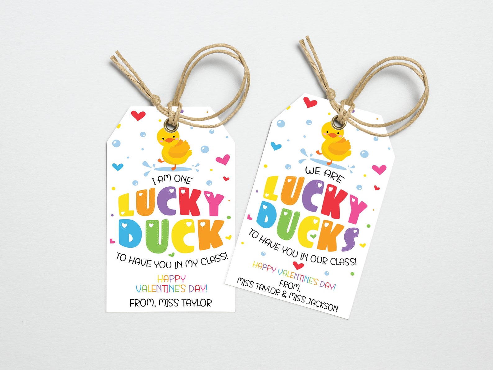 Lucky Duck Valentine's Day Teacher Tag: Editable Classroom Gift (PDF ...