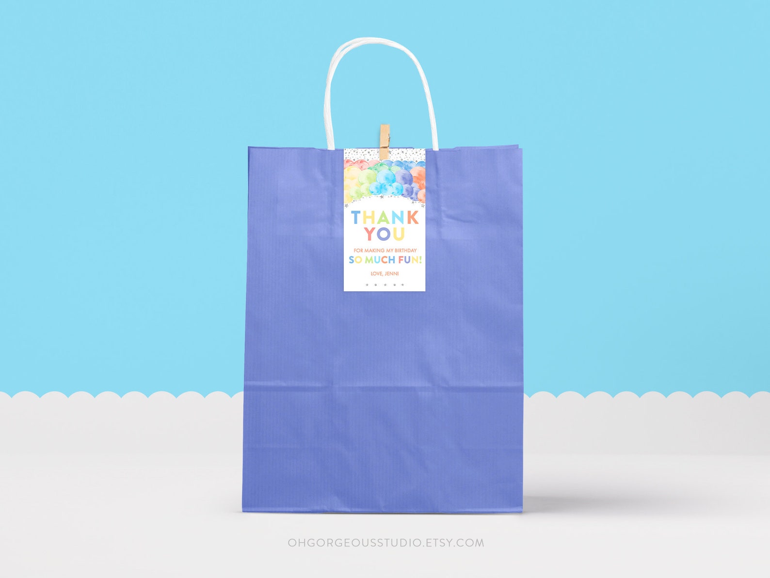 Birthday Party Tag Editable Rainbow Balloon Arch Gift Tag, Fun Garland ...