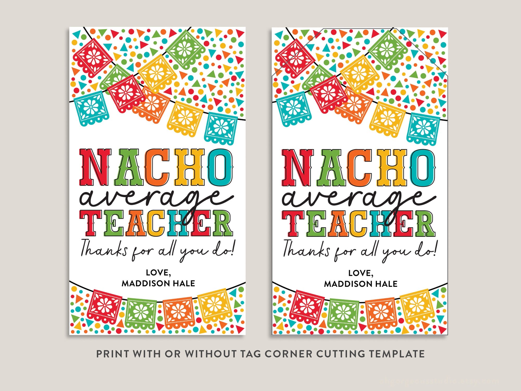 Nacho Average Teacher Gift Tag | Mexican Theme, Editable Thank You ...