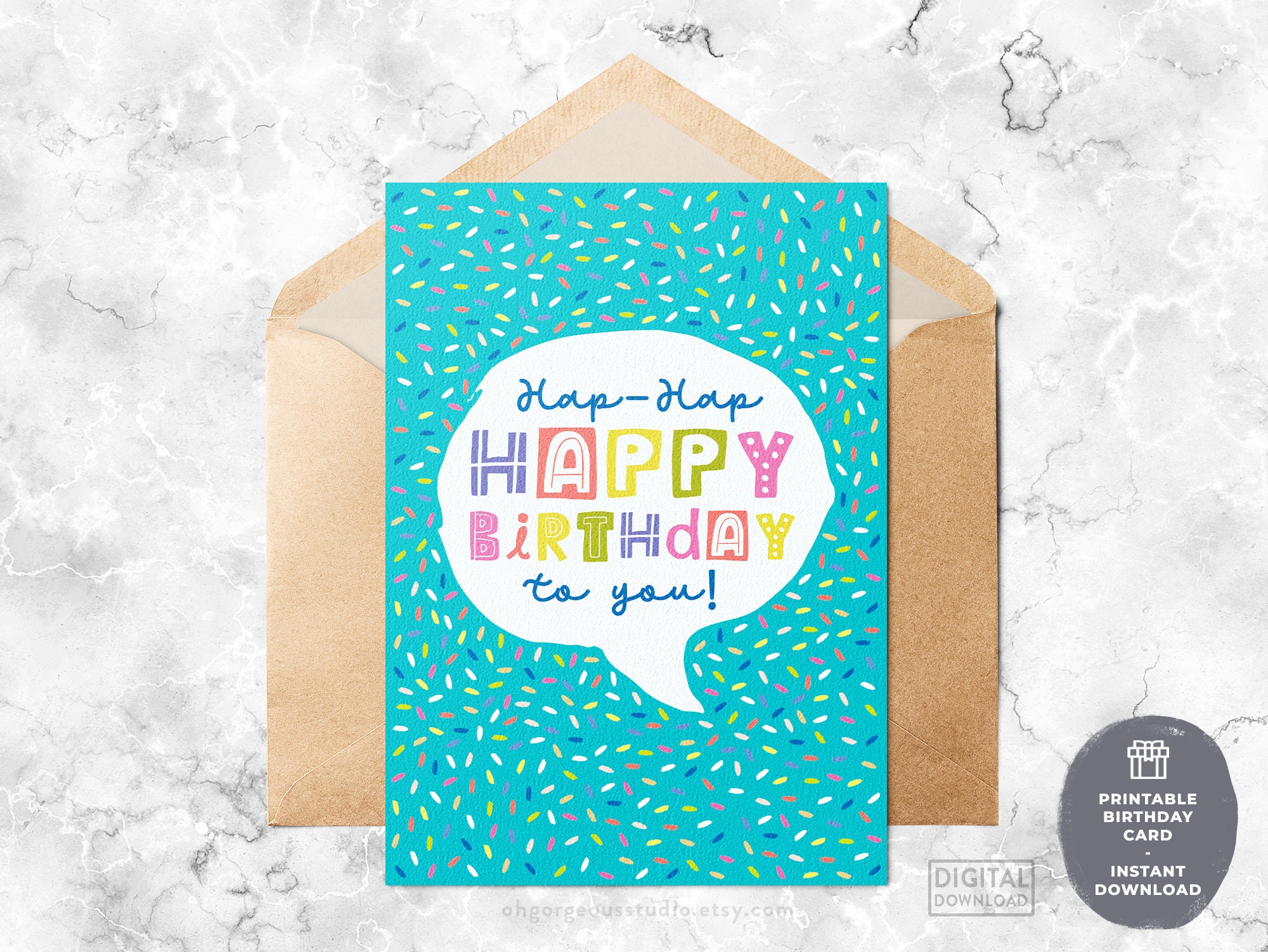 Confetti Birthday Card: Fun Colorful Design (digital Download) - Etsy