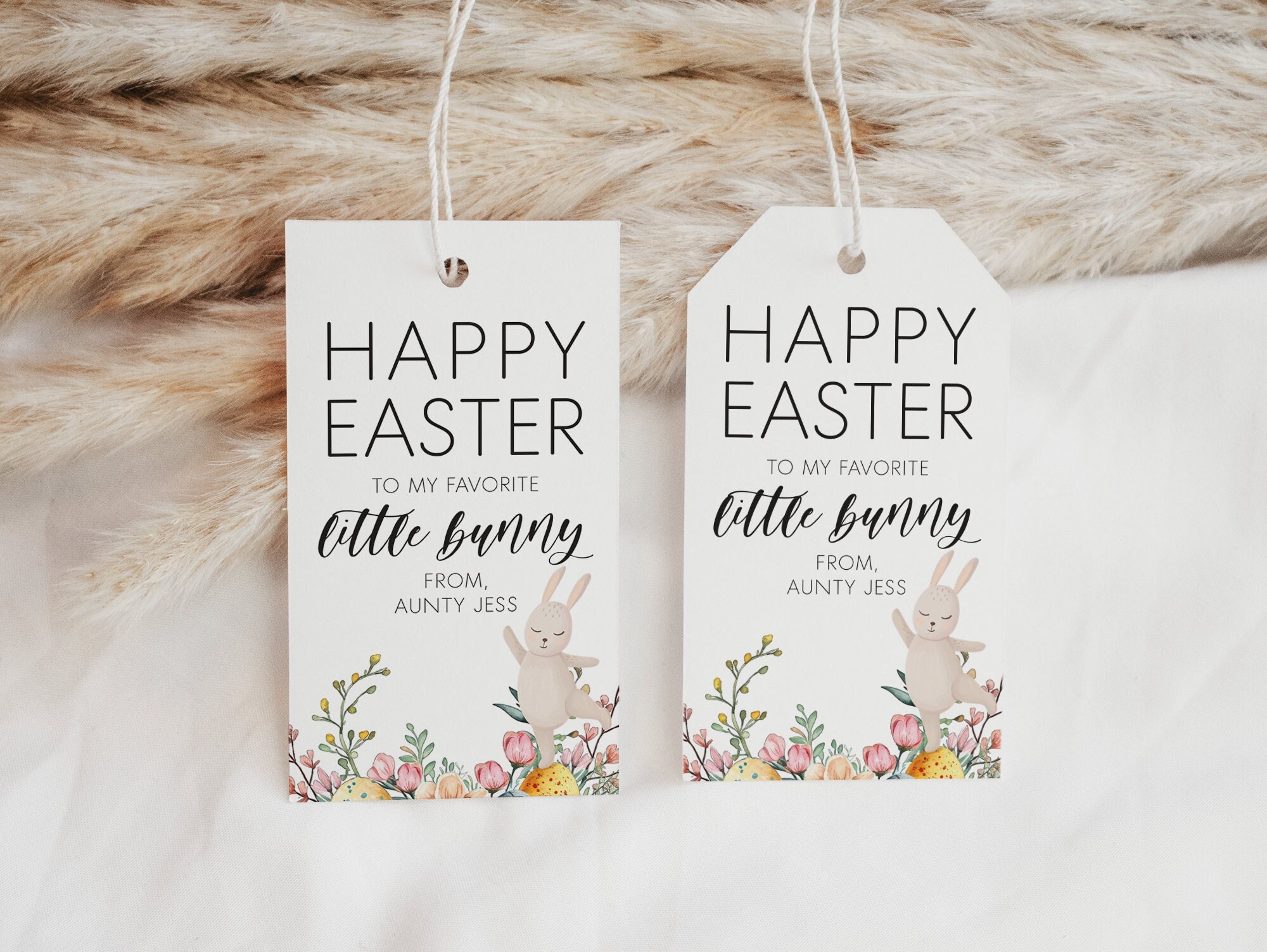 Easter Gift Tag Template: Bunny Basket Tag, Editable Printable (PDF) - Etsy