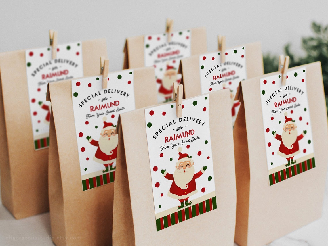 Editable Secret Santa Gift Tags: Printable Christmas Favor Tags ...