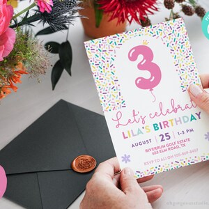 3rd Birthday Confetti Party Invitation | Editable Printable Birthday ...