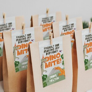 Dino Birthday Thank You Tags: Editable Dinosaur Party Favors (digital ...