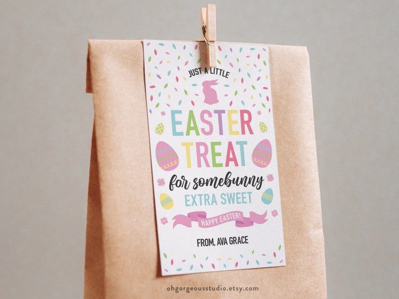 Personalized Easter Treat Tag Printable (corjl Editable, PDF) - Etsy