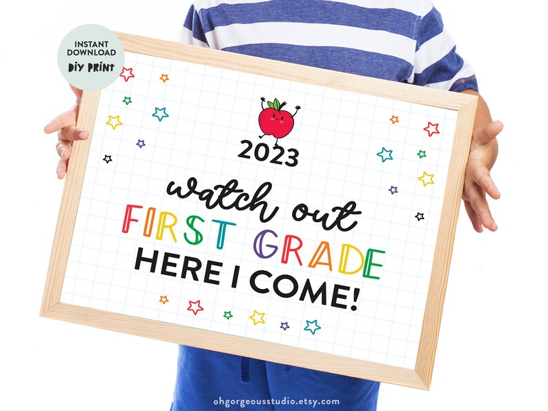 Watch Out First Grade Here I Come Sign Printable 2023 First - Etsy
