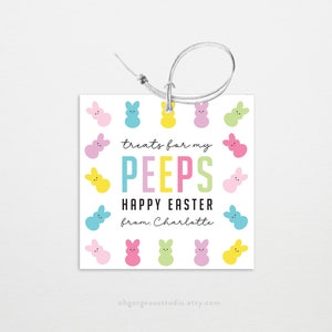 Treats for My Peeps Printable Easter Gift Tag | Editable Peeps Hang Tag ...