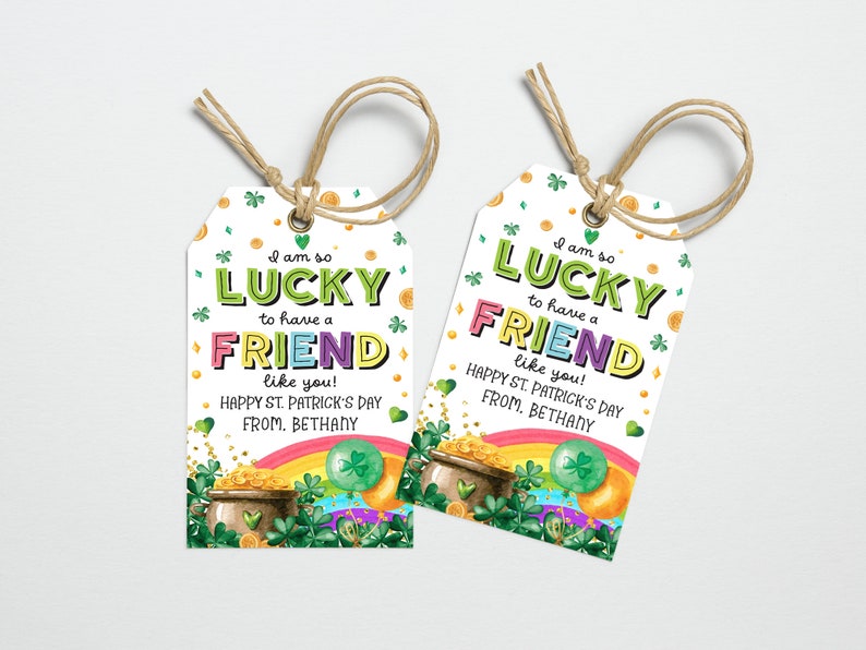 St. Patrick's Day Gift Tag: Lucky Friend Design (editable, PDF) - Etsy