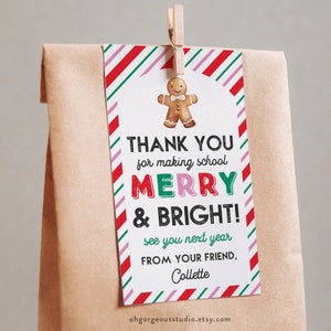 Merry and Bright School Year | Printable Christmas Gift Tag, Class Gift ...
