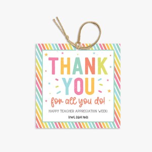Printable Teacher Appreciation Gift Tag | Thank You for All You Do ...