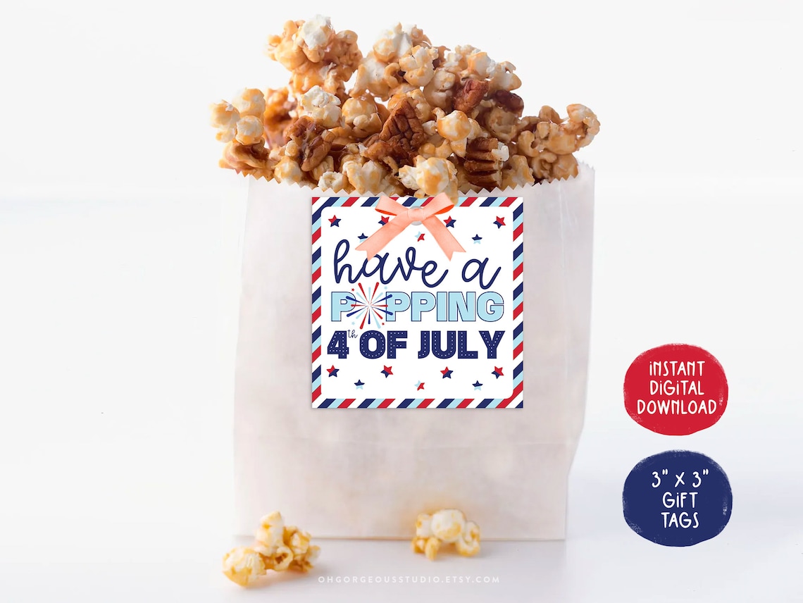 4th of July Favor Tag Printable Gift Tag Independence Day - Etsy