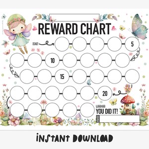 Fairy Reward Chart | Printable Fairy Kids Chore Chart, Girl Daily Chore ...