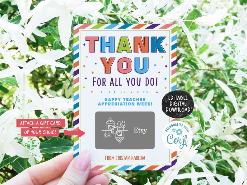 Printable Teacher Appreciation Card Teacher Appreciation Gift Card ...