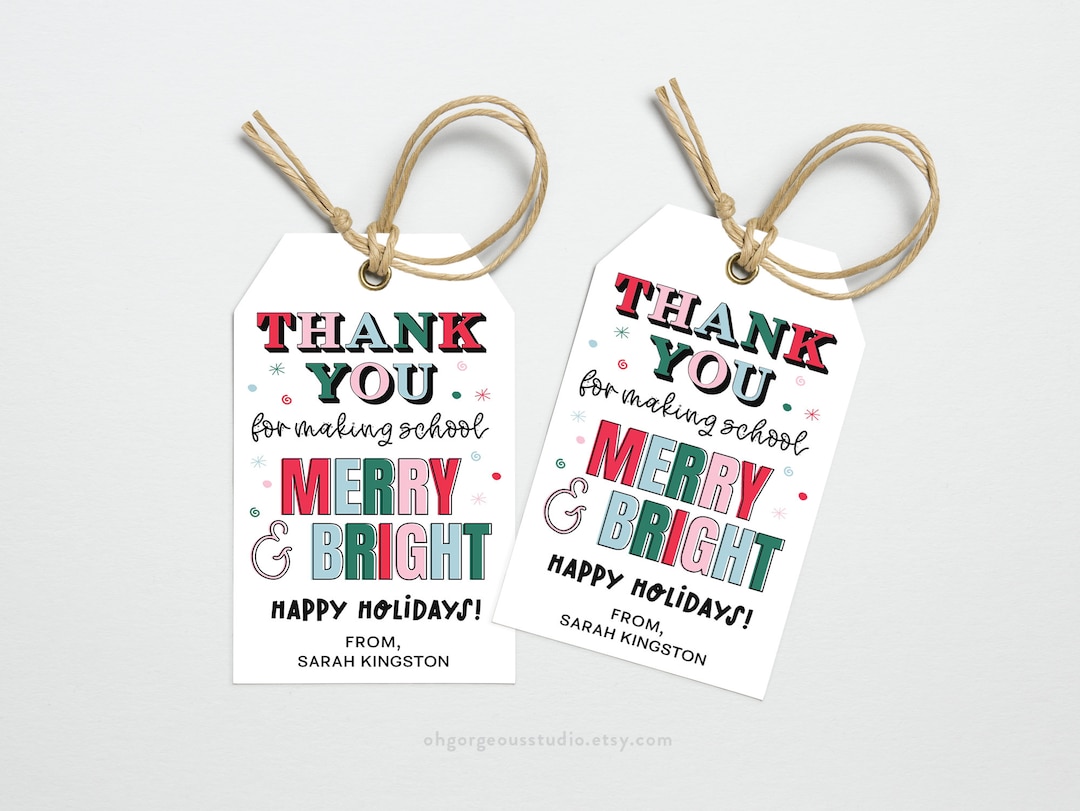 Merry and Bright School Year | Printable Christmas Gift Tag, Class Gift ...