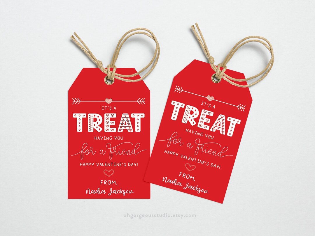 Printable Valentine's Day Treat Tag: Editable Classroom Gift (PDF) - Etsy
