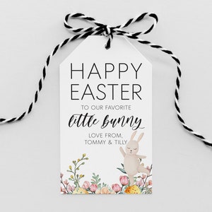 Easter Gift Tag Template: Bunny Basket Tag, Editable Printable (PDF) - Etsy