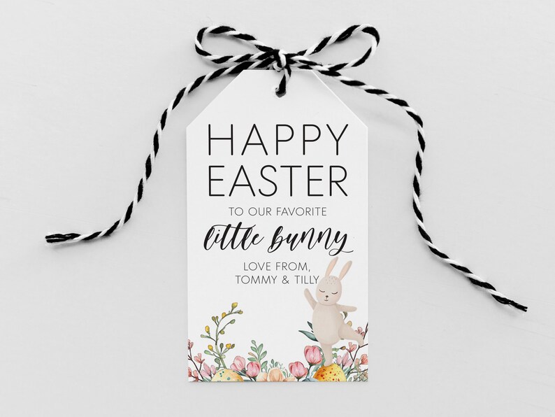 Easter Gift Tag Template: Bunny Basket Tag, Editable Printable (PDF) - Etsy