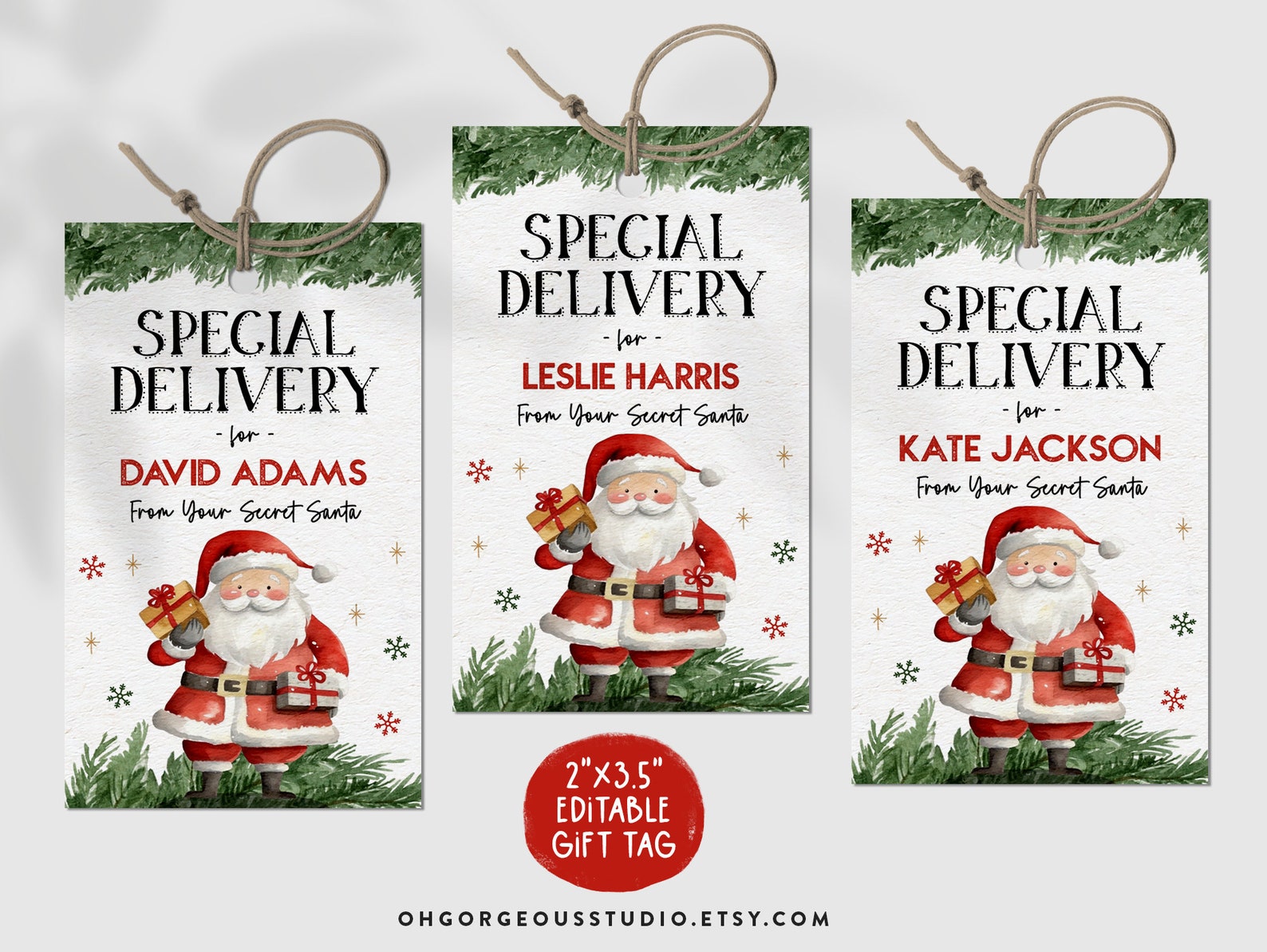 Secret Santa Gift Tag Template Printable Kris Kringle Gift Tags ...