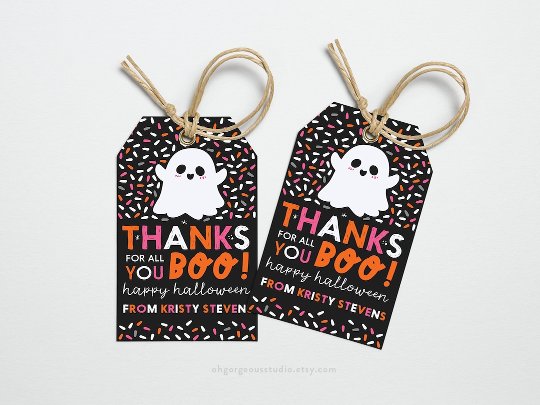 Printable Thanks for All You Boo Halloween Gift Tag | Halloween Thank ...