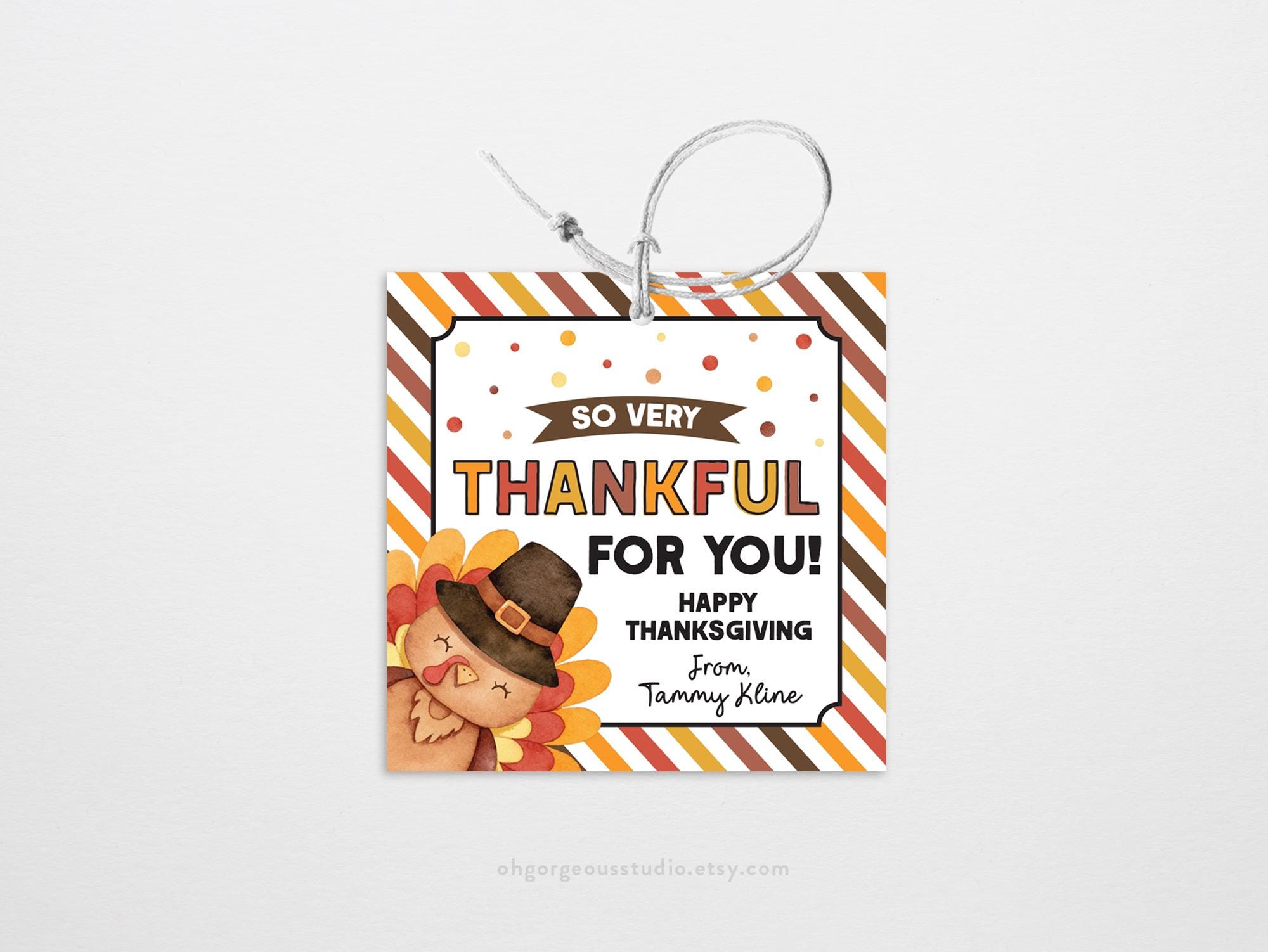 Editable Thanksgiving Turkey Gift Tag, Teacher Appreciation (digital ...