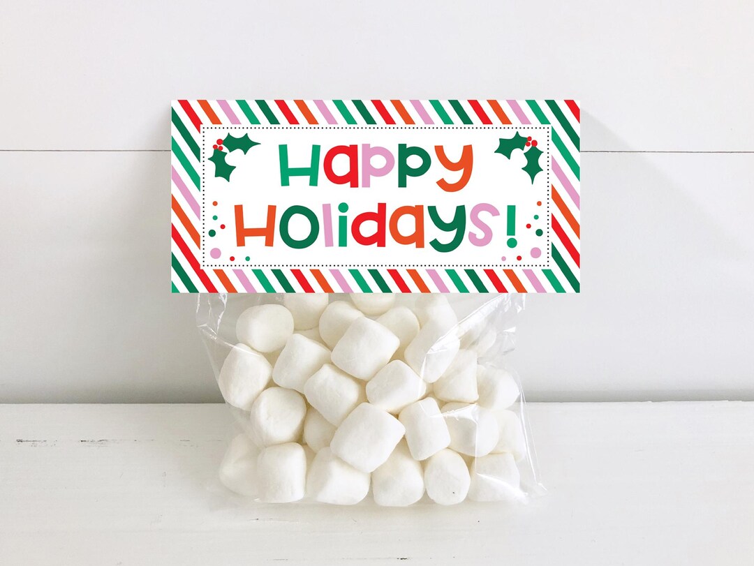 Printable Christmas Happy Holidays Bag Topper Design, Christmas Treat ...