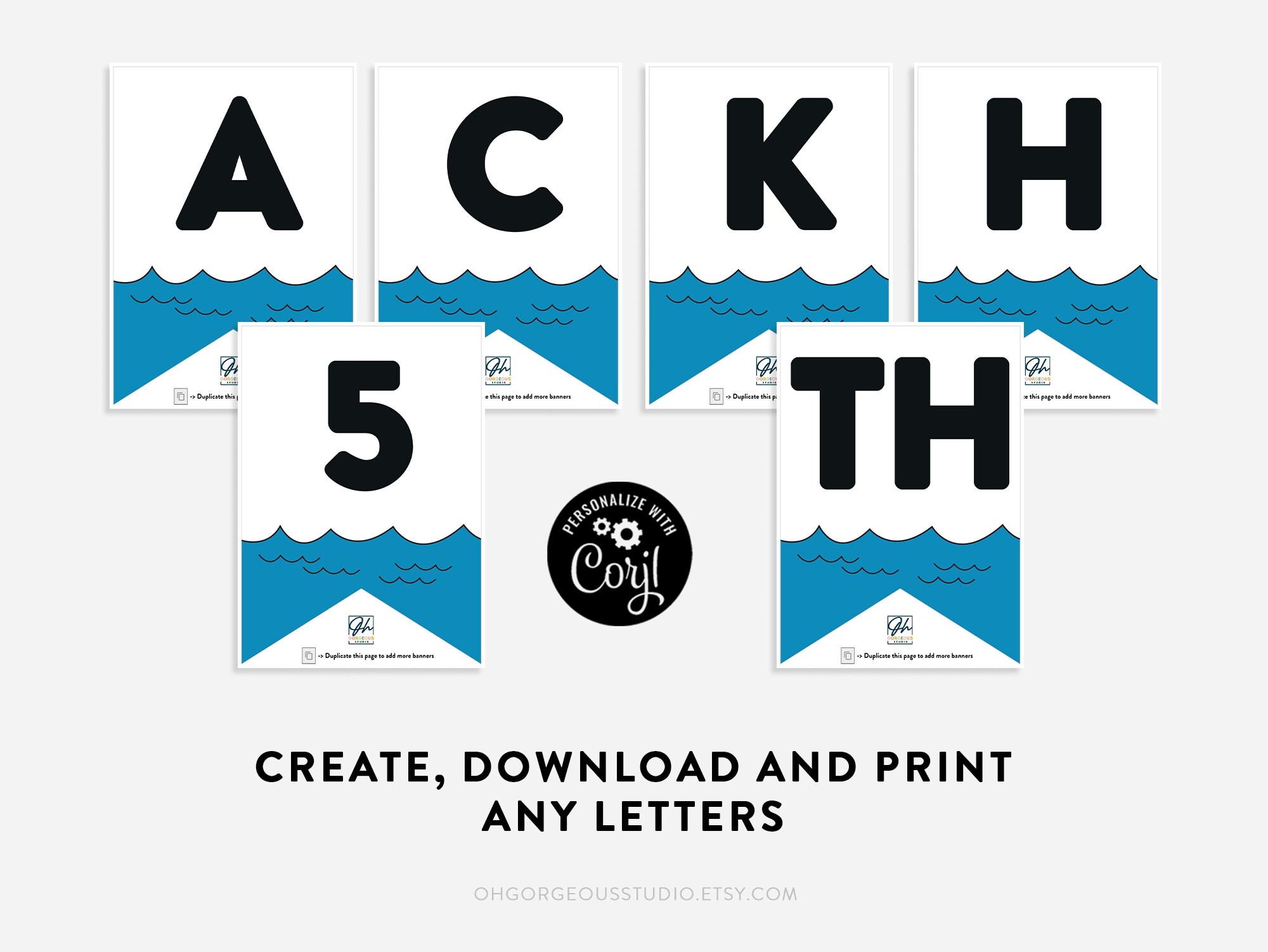 Shark Birthday Banner Jawsome Printable Alphabet Letters and - Etsy