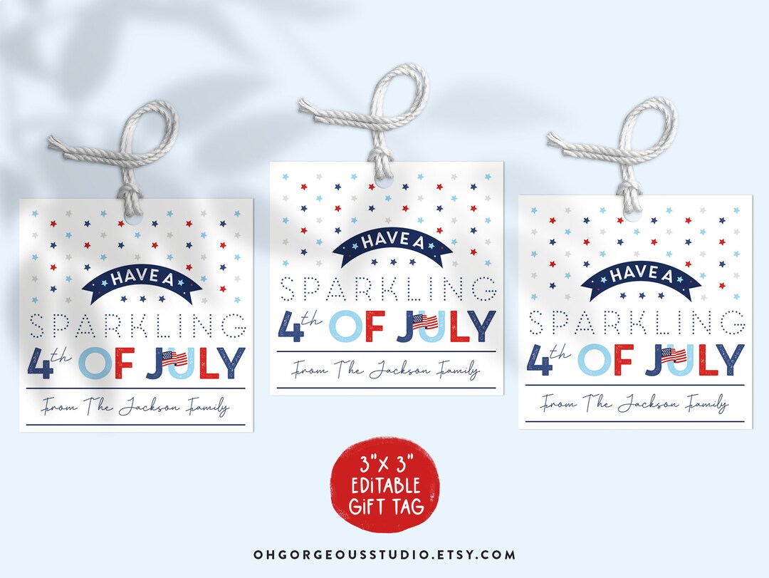 4th of July Favor Tag | Printable Gift Tag, Independence Day Holiday ...