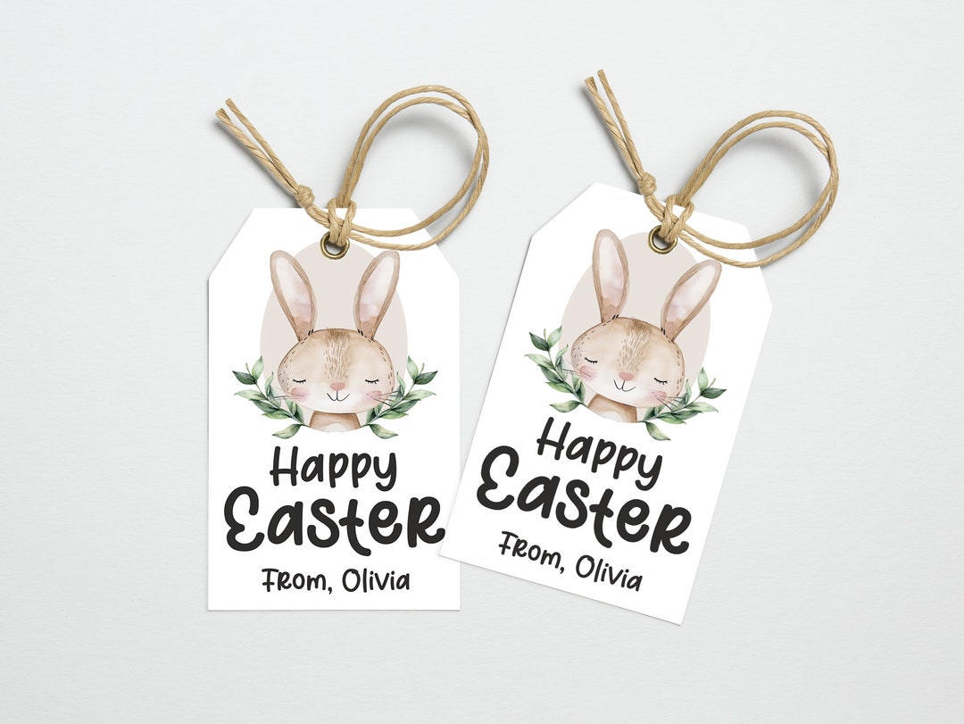 Printable Easter Bunny Gift Tag: Editable Kids Card (corjl & PDF) - Etsy