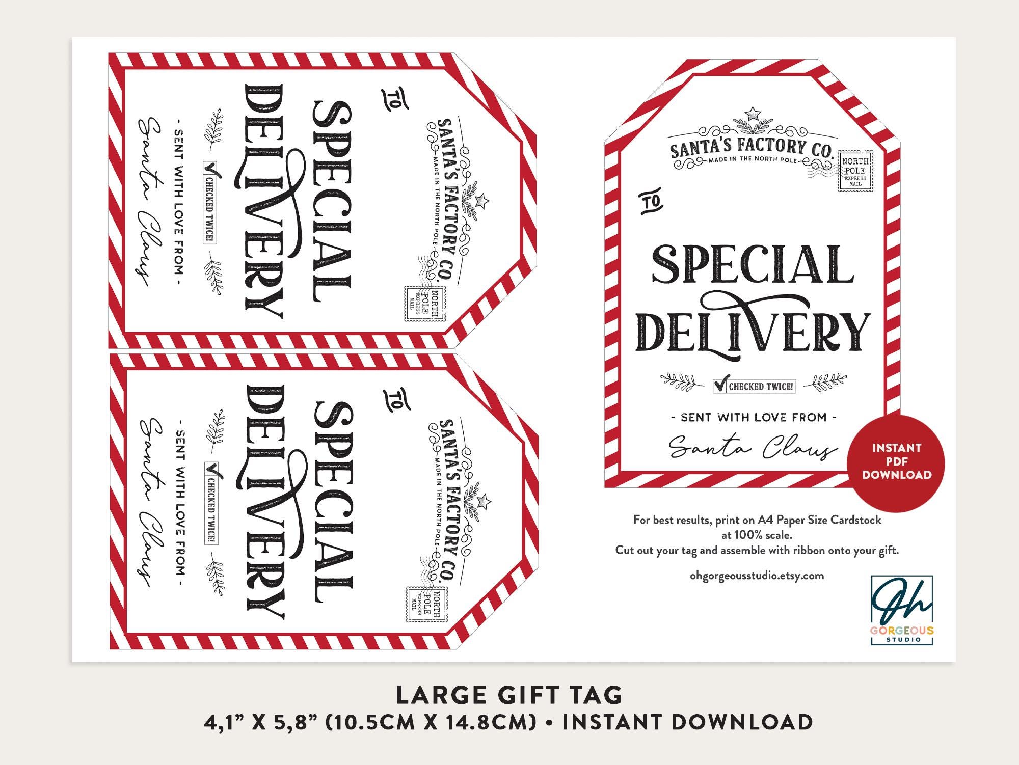 Special Delivery From Santa Gift Tag Printable (PDF) - Etsy