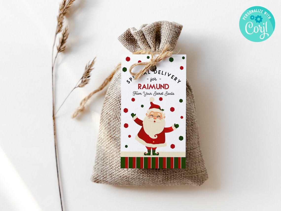 Editable Secret Santa Gift Tags: Printable Christmas Favor Tags ...