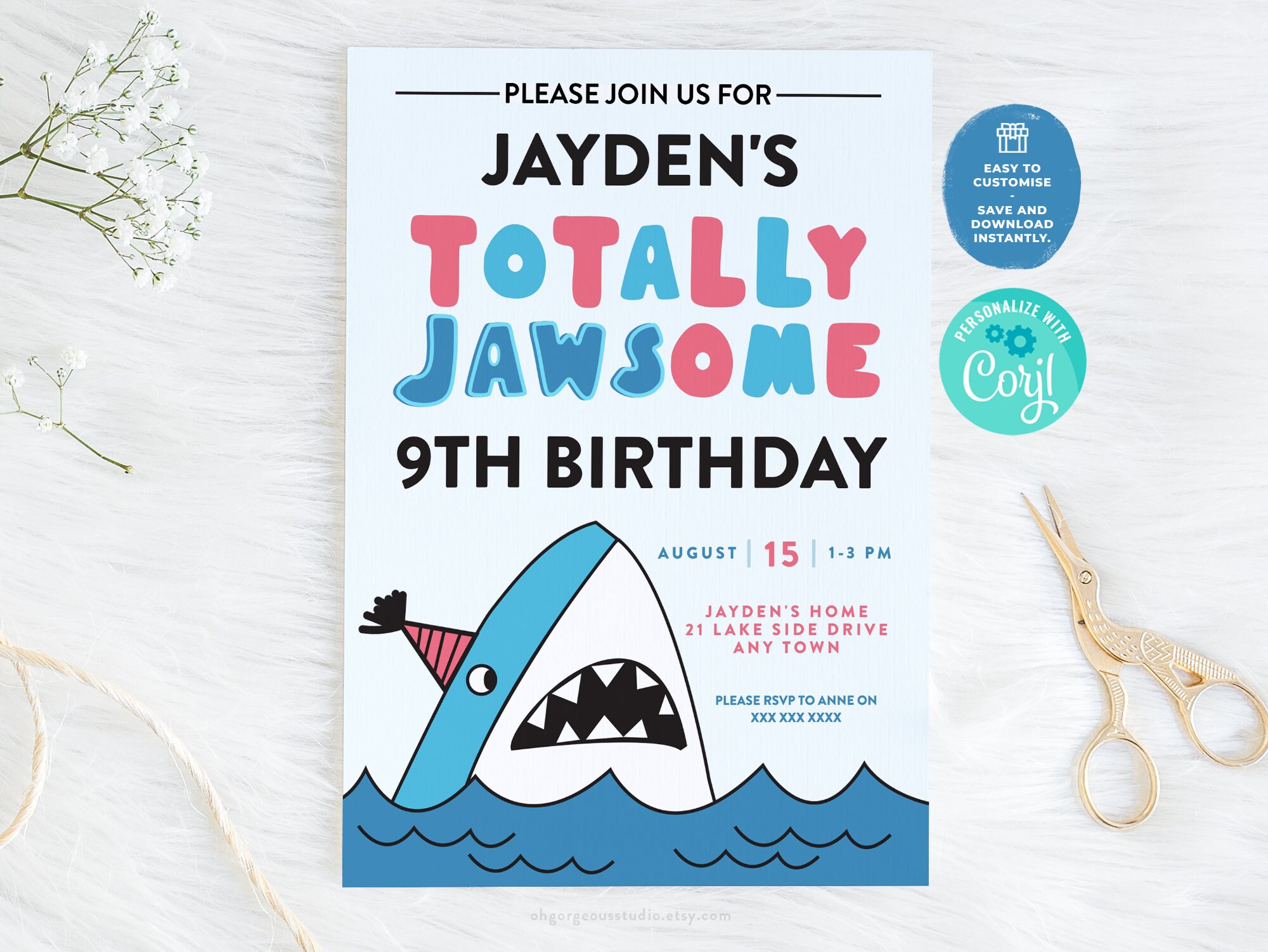 Shark Birthday Banner Jawsome Printable Alphabet Letters and - Etsy