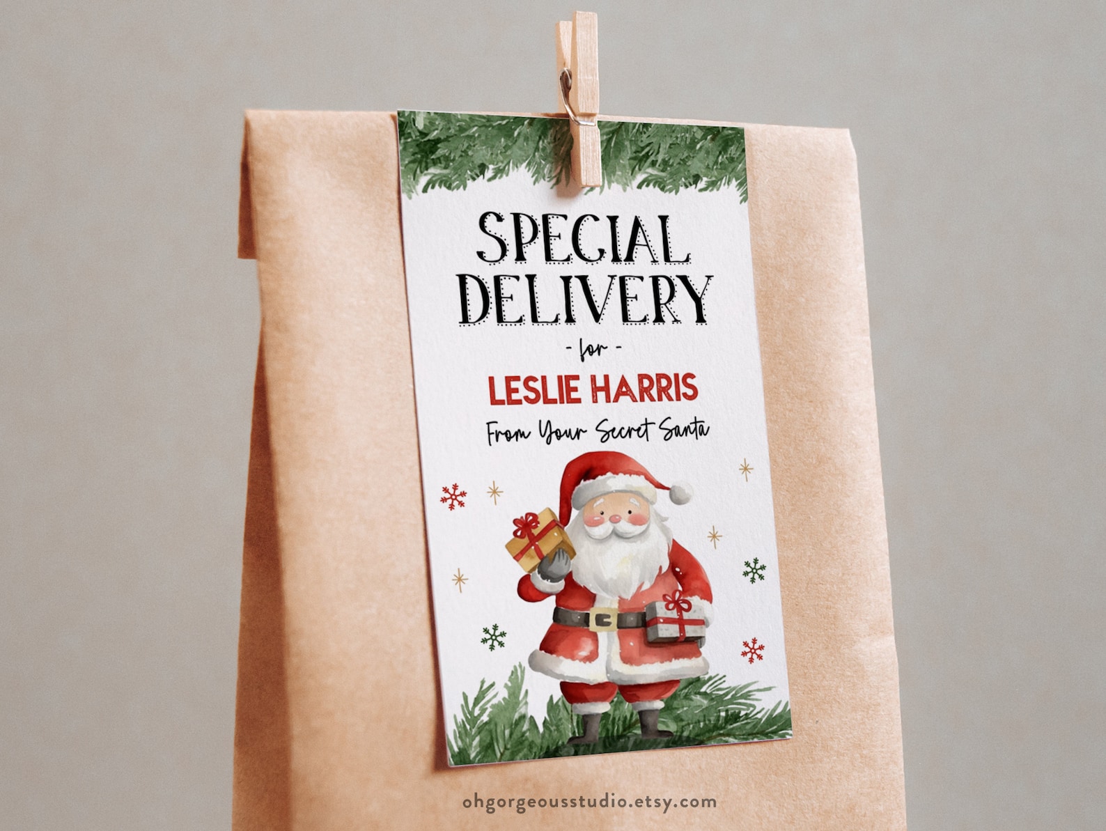 Secret Santa Gift Tag Template Printable Kris Kringle Gift Tags ...