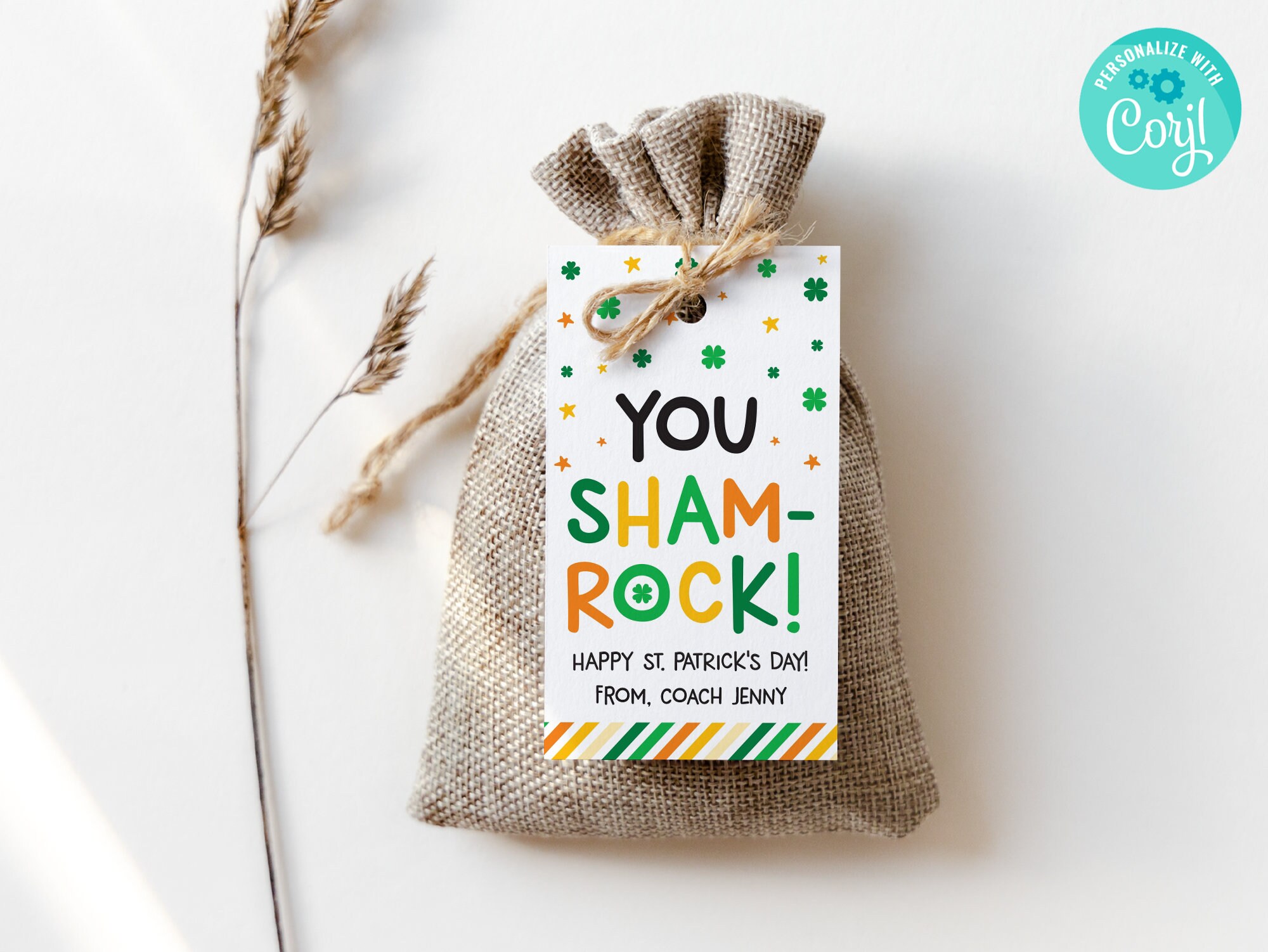 Editable St Patrick's Day Gift Tag: You Sham-rock (PDF) - Etsy