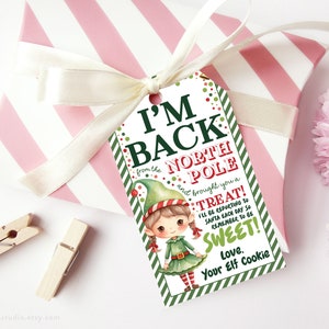 Elf I Am Back Gift Tags | Christmas Elf Tradition Printable Gift Tag ...